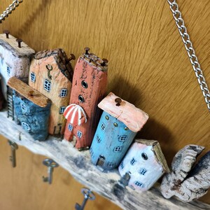 Driftwood Long Key Holder Village Wall Hanging Home Art Decor Nautical ...