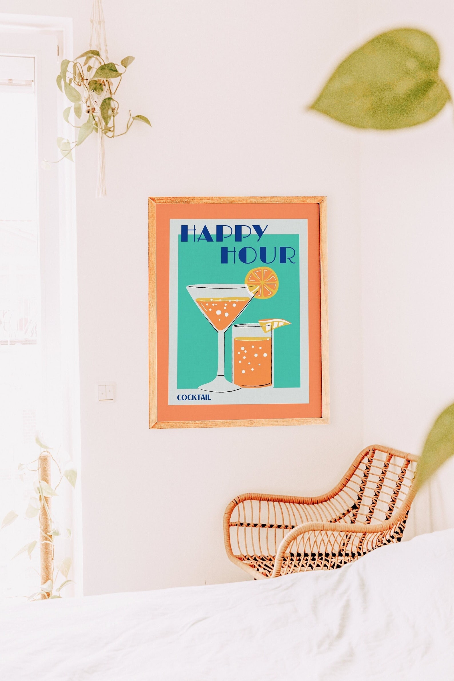 Happy Hour Cocktail Poster, Fun Wall Decor for Home, Printable Retro ...