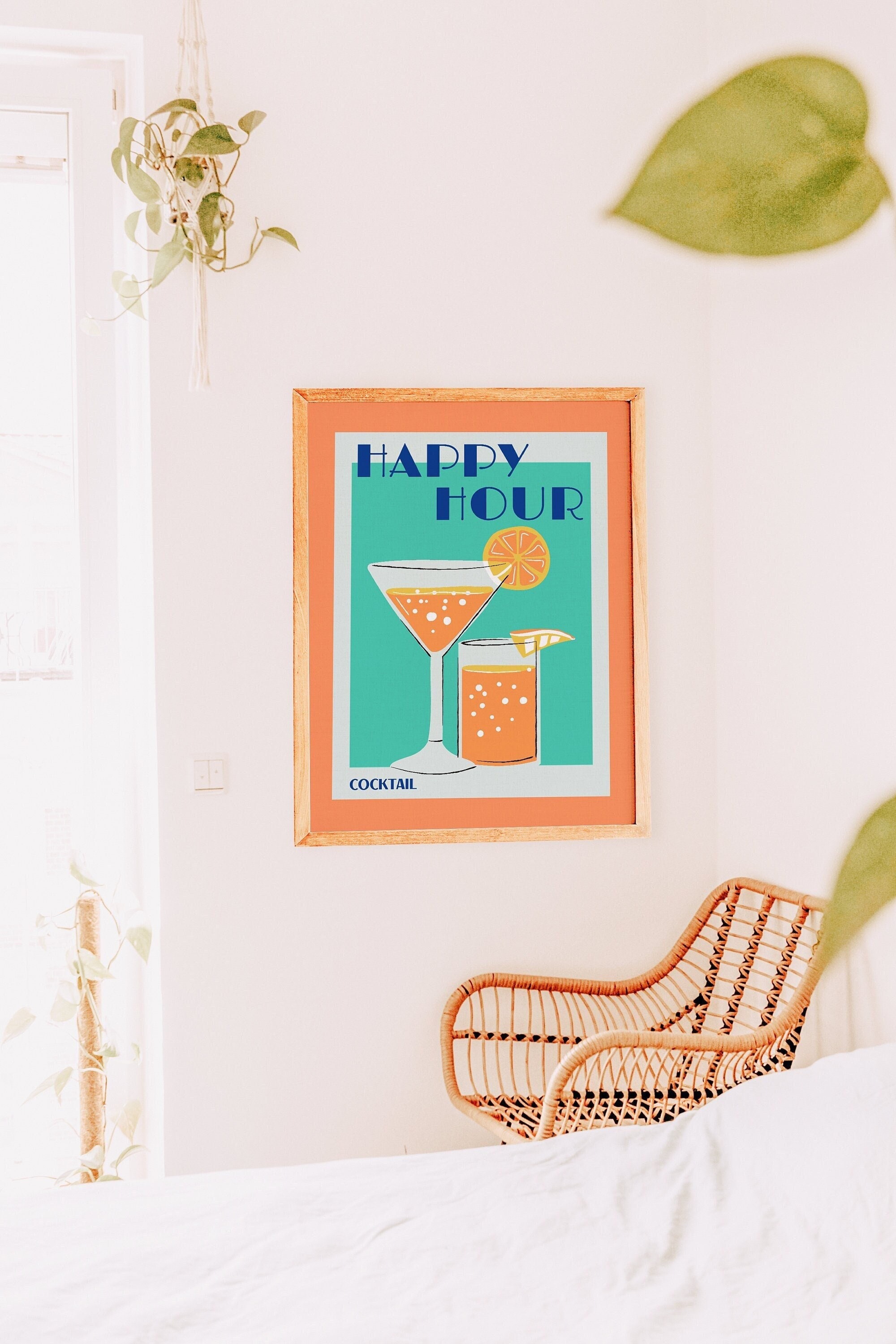 Happy Hour Cocktail Poster Fun Wall Decor for Home Printable - Etsy
