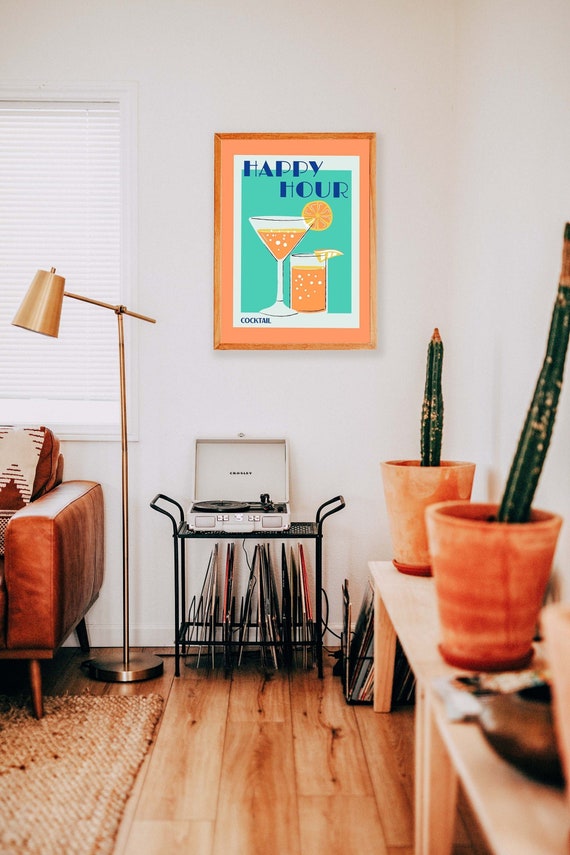Happy Hour Cocktail Poster Fun Wall Decor for Home Printable | Etsy