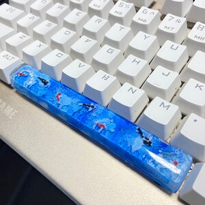 Suitable for Cherry Esc/spacebar/entr Blue Keycap Handmade Koi Resin ...