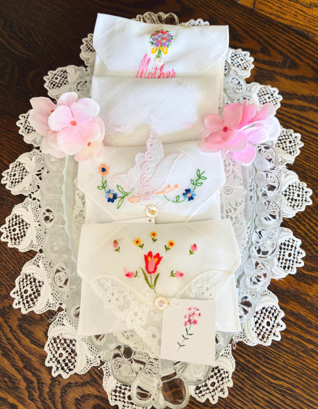 Vintage Hankie Lavender Sachet: Pink Floral Aromatherapy Gift, Shower ...