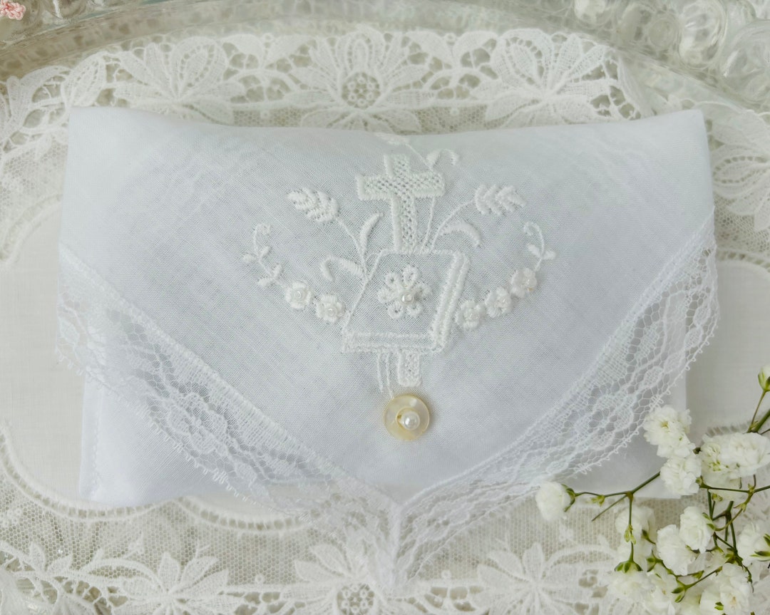 Cross & Bible Sachet, Lavender Scented Hankie Sachet, 1st Holy ...