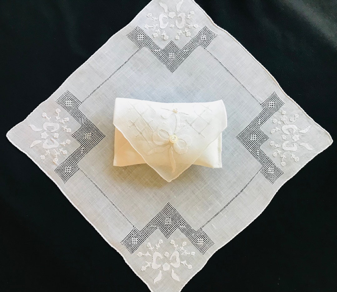 Bridal Hankie & Lavender Sachet: Vintage Linen With Shadow Applique ...