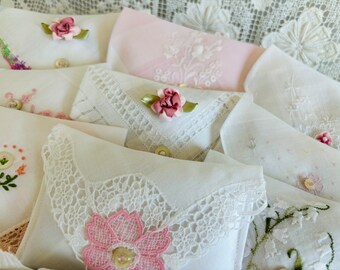 Pretty in Pink Drawer Sachets Made From Vintage Hankies, Feminine Gift ...