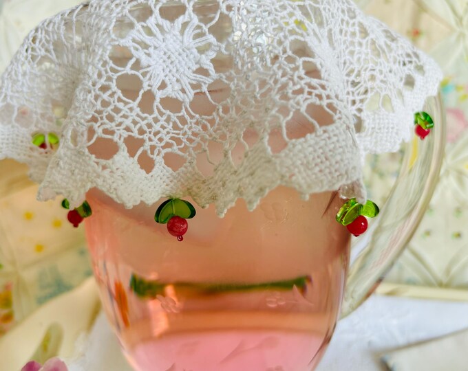 Cherry Jug Cover, Pitcher Cover, Jar Cover, Bowl Cover, Made From a ...