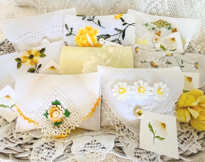 Yellow Lavender Scented Sachet Envelopes Made From Vintage Hankies ...