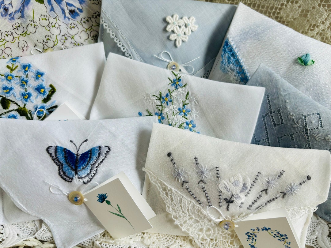 Blue and White Sachets Made From Vintage Hankies, Lavender Scented ...