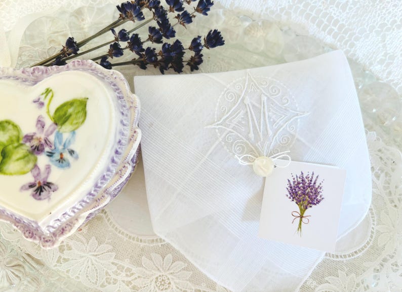 Monogrammed Lavender Sachet: Vintage Hankie Initial, Bridal Gift - Etsy