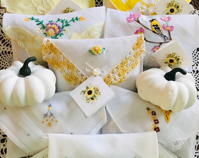 Fall Sachets Made From Vintage Hankies Filled With Lavender, Feminine ...