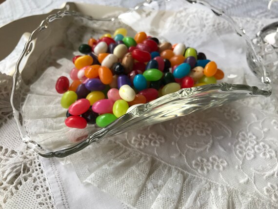 Vintage Footed Glass Candy Dish Elegant Triangle Shaped Dish - Etsy