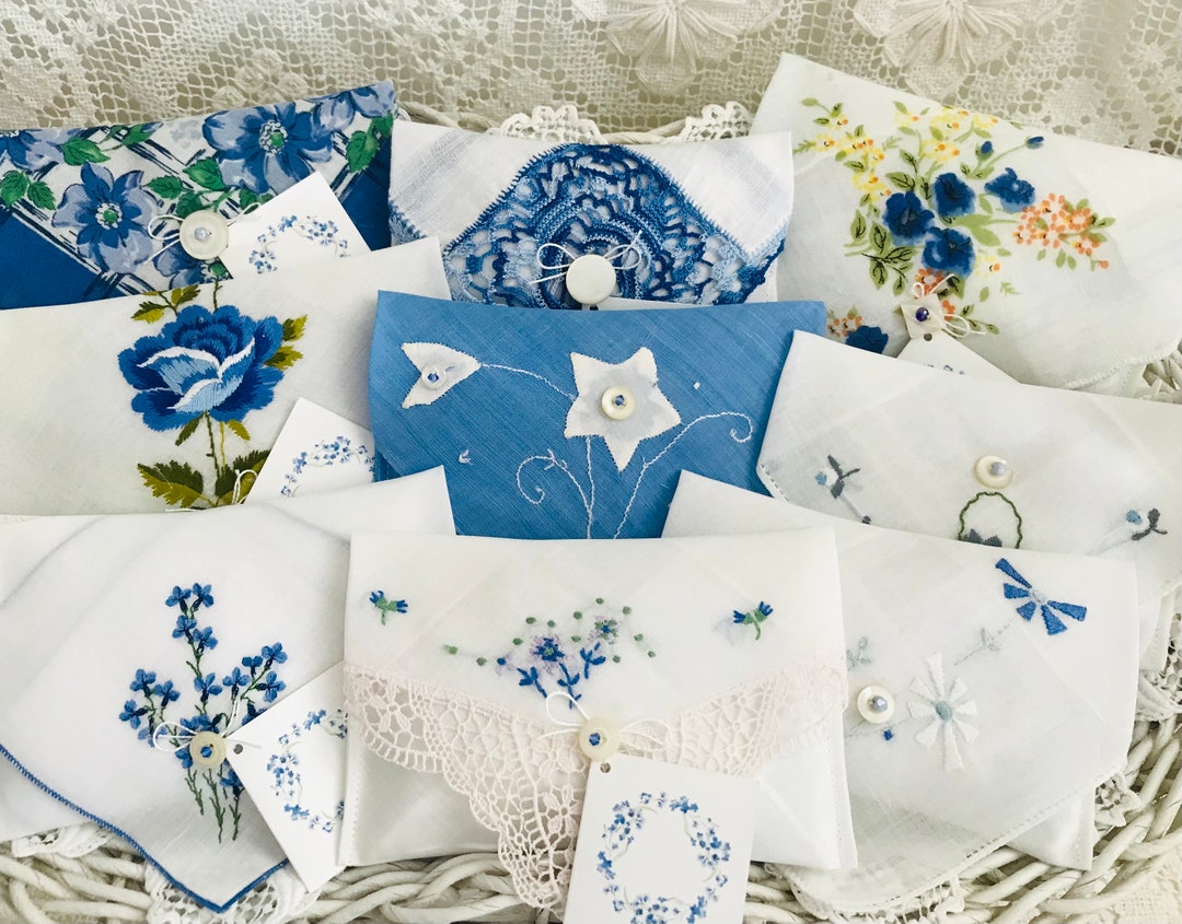 Blue and White Sachets Made From Vintage Hankies, Lavender Scented ...