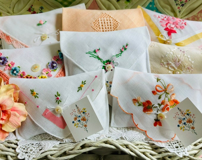 Drawer Sachets Made From Vintage Hankies, Peach Colored Lavender ...