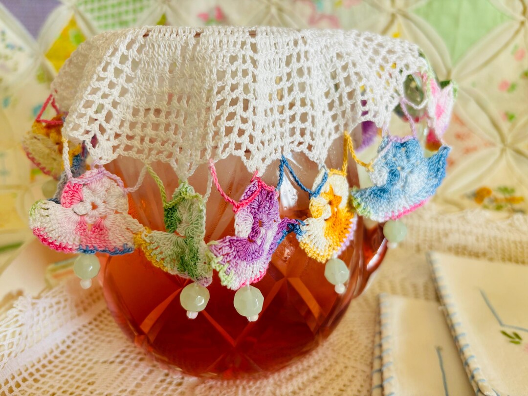 Floral Jug Cover, Pitcher Cover, Jar Cover, Bowl Cover, Made From a ...