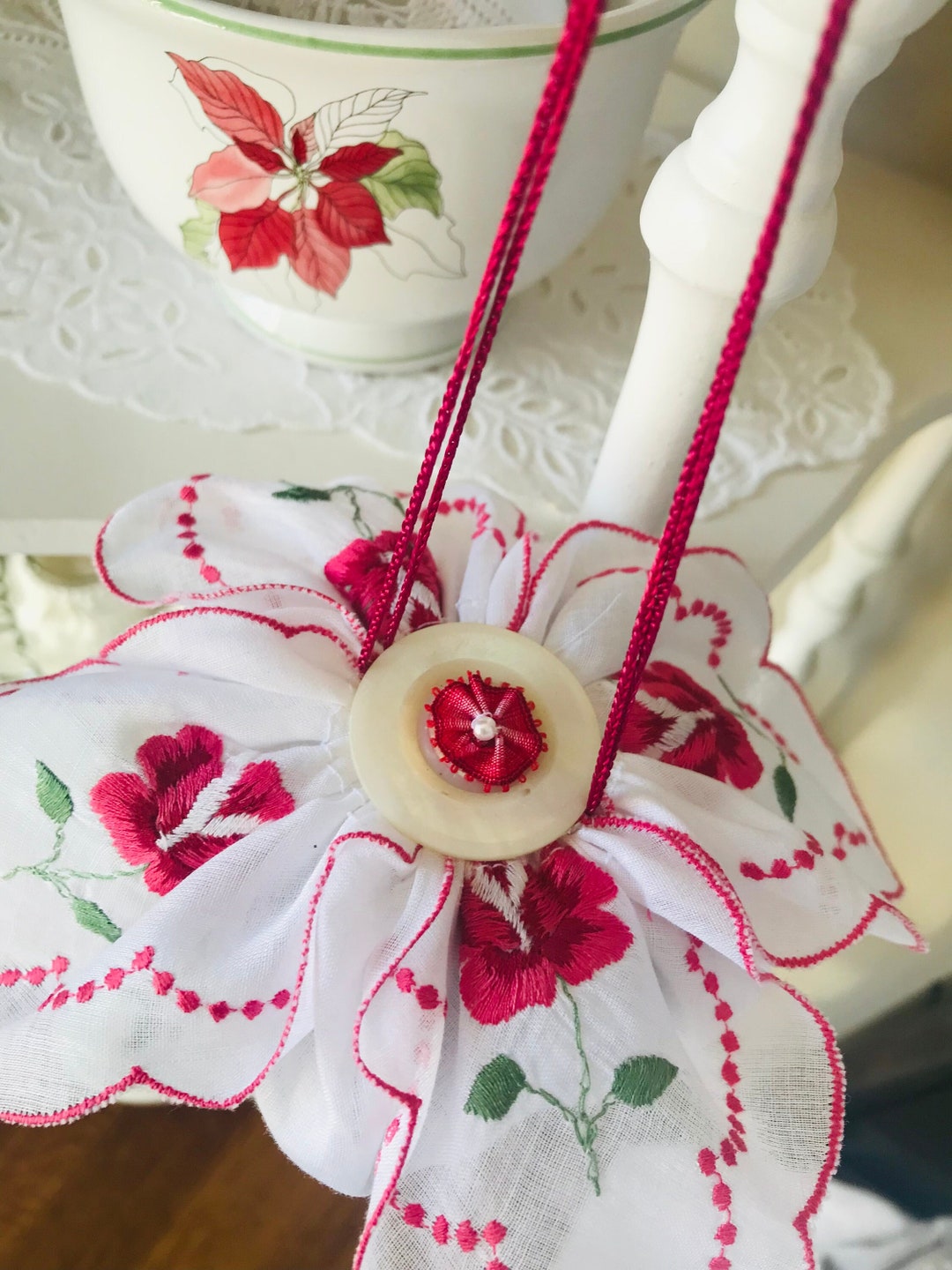 White and Red Lavender Scented Sachet Made From a Vintage Embroidered ...