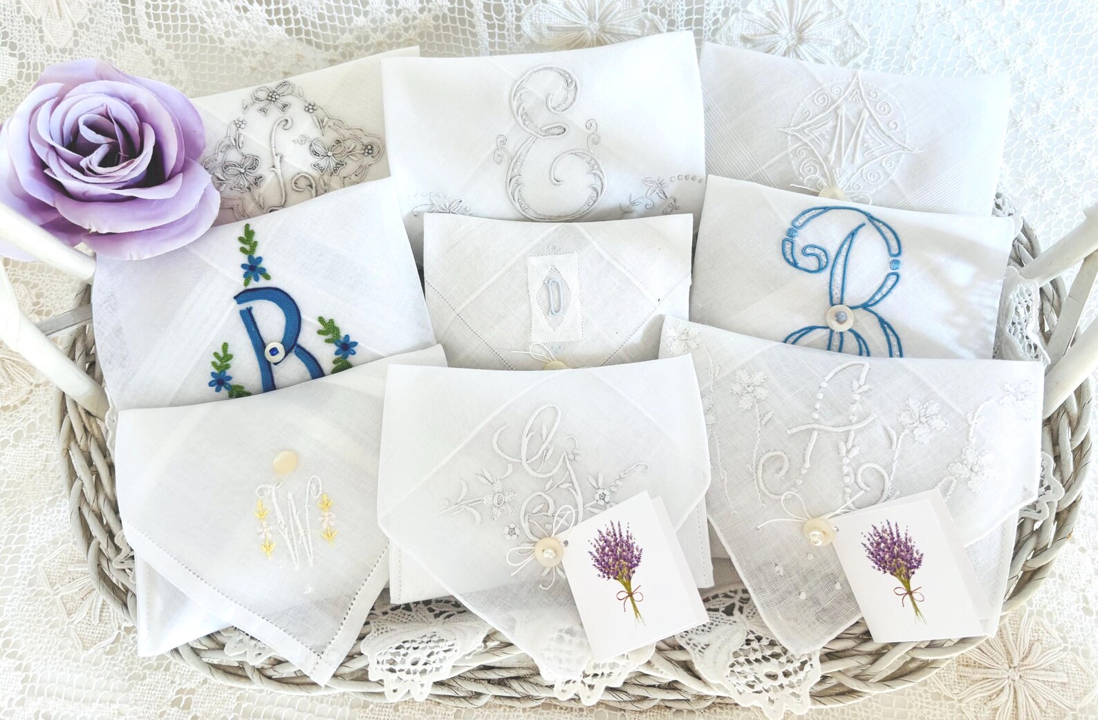 Monogrammed Lavender Sachet: Vintage Hankie Initial, Bridal Gift - Etsy