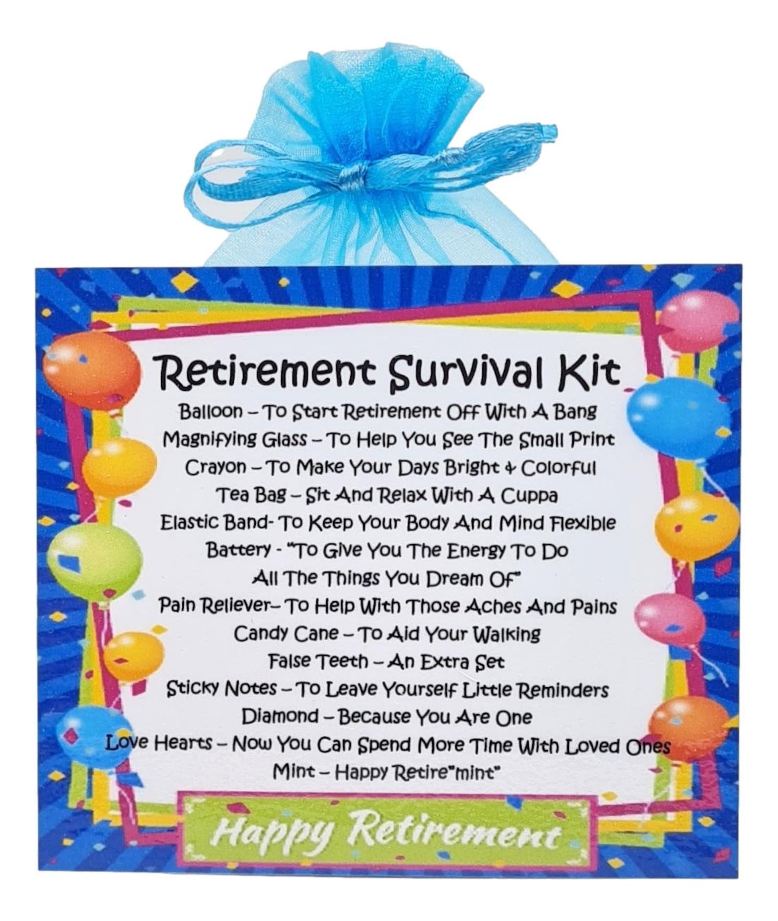 Retirement Survival Kit ~ Fun Novelty Gift | Good Luck | Goodbye Gift ...