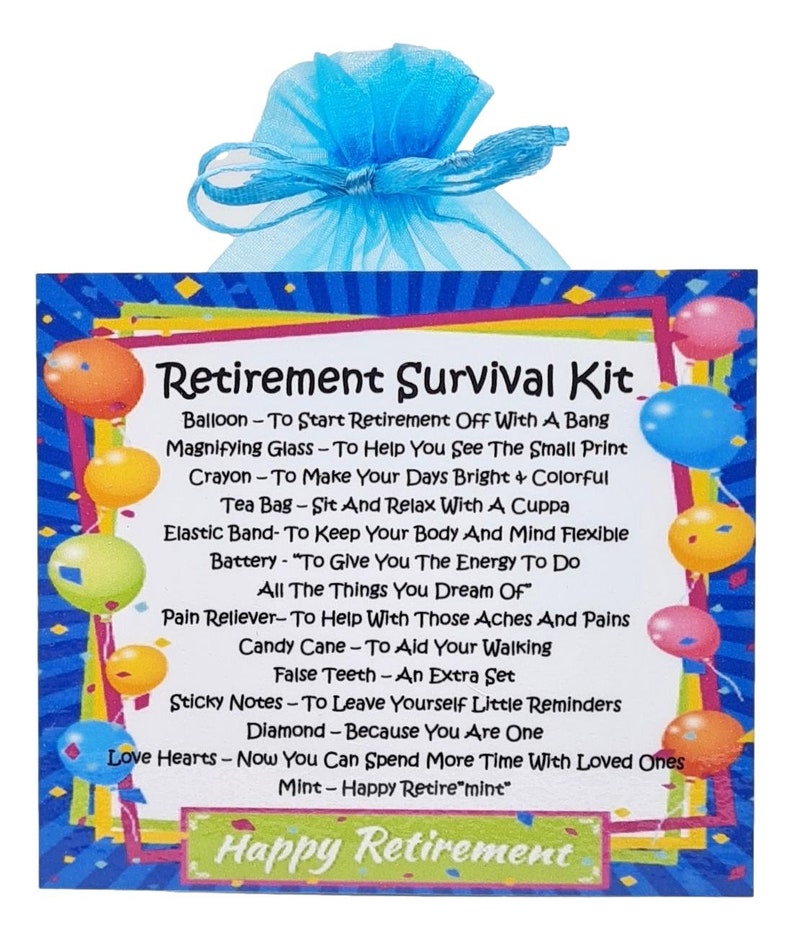 Retirement Survival Kit ~ Fun Novelty Gift | Good Luck | Goodbye Gift ...