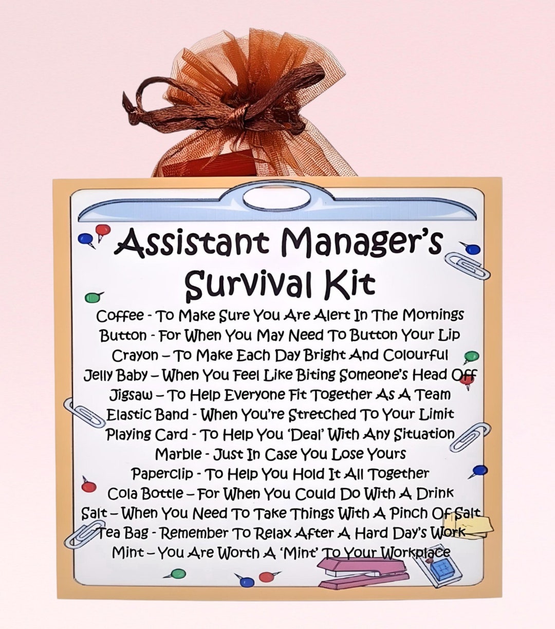 Assistant Manager's Survival Kit ~ Fun Novelty Gift & Card Alternative ...