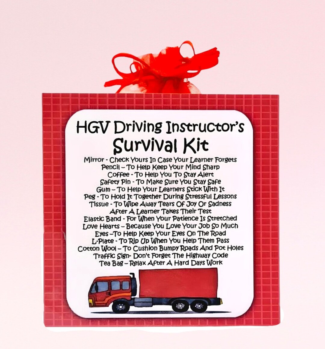 HGV Driving Instructor's Survival Kit ~ Fun Novelty Gift & Card ...