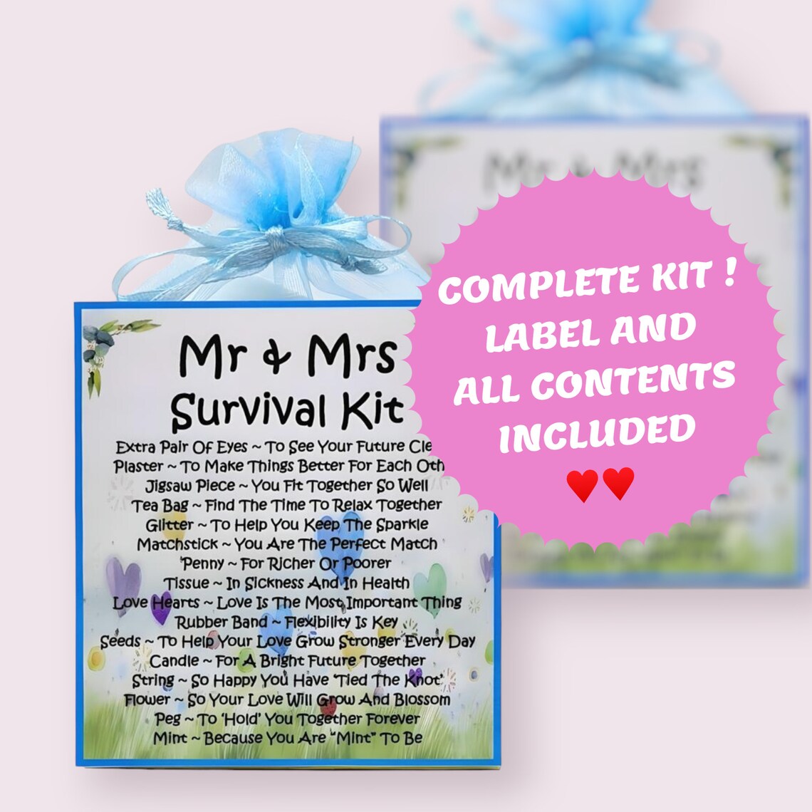 Mr & Mrs Survival Kit (blue) ~ Unique Fun Novelty Wedding Gift ...