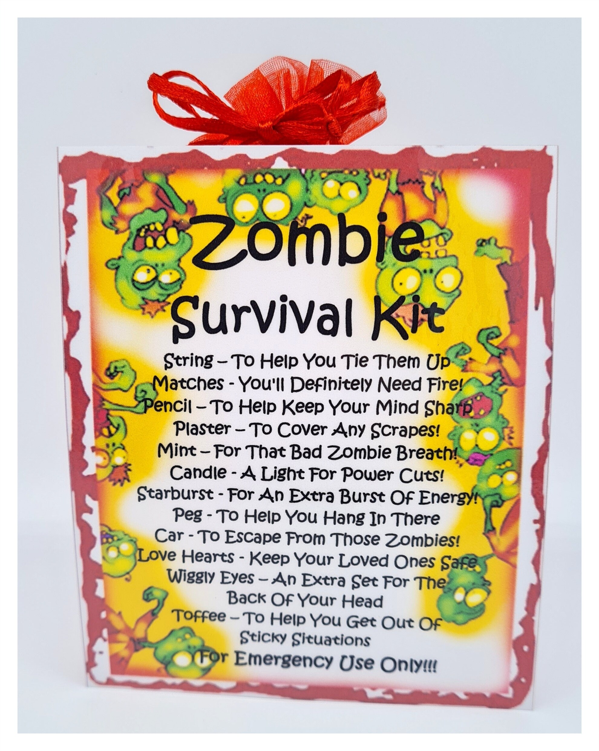 Zombie Survival Kit Fun Novelty Gift & Card/ Keepsake /Thank | Etsy