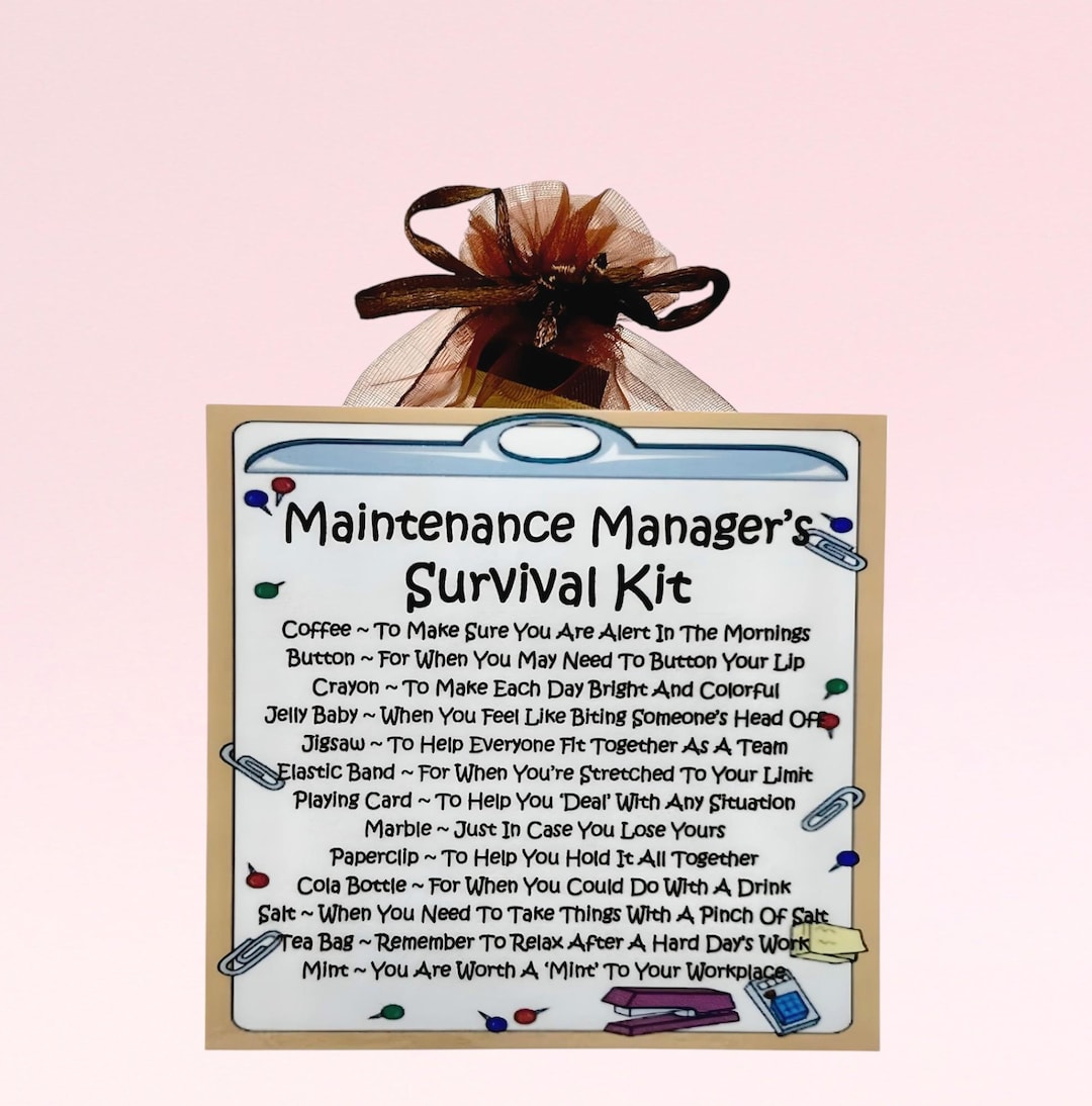 Maintenance Manager's Survival Kit ~ Fun Novelty Gift & Greetings Card ...
