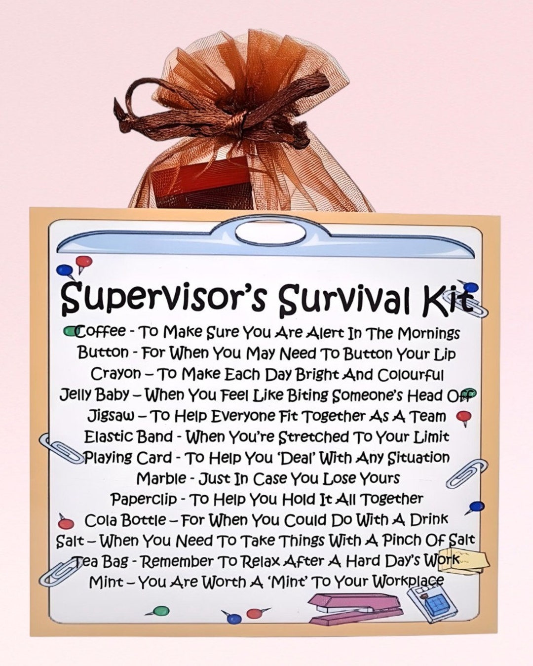 Supervisor's Survival Kit ~ Fun Novelty Gift & Card Alternative ...