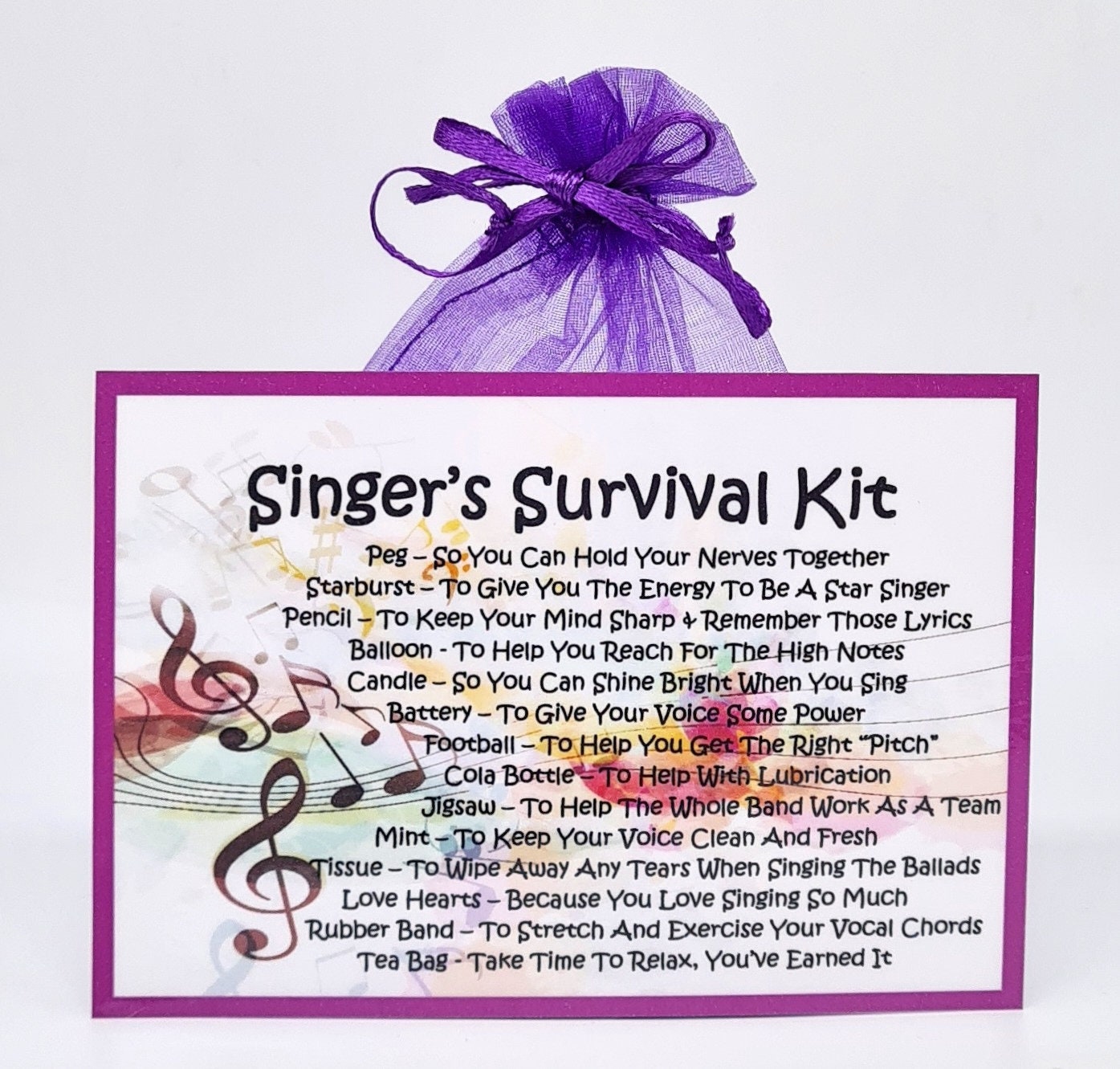 Singer's Survival Kit ~ Fun Novelty Gift & Card Alternative | Birthday ...