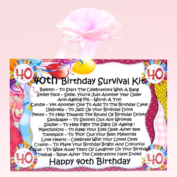 40th Birthday Survival Kit - Etsy