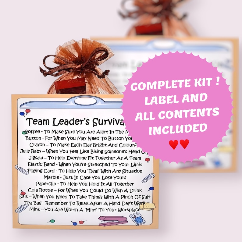 Team Leader Survival Kit ~ Fun Novelty Gift & Card | Birthday Present ...