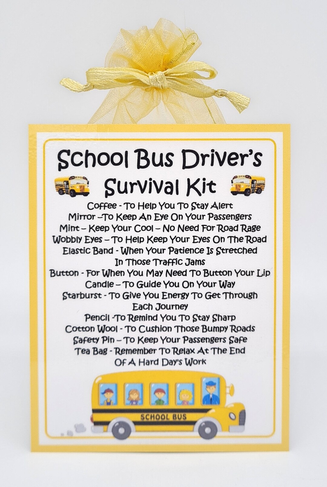 School Bus Driver's Survival Kit USA Fun Novelty Gift - Etsy UK