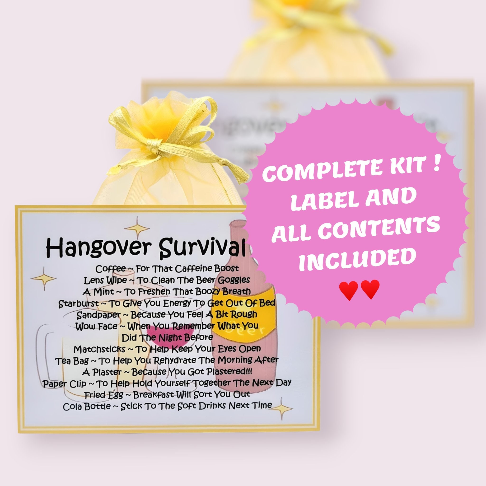 Hangover Survival Kit ~ Fun Novelty Gift & Card Alternative | Birthday ...
