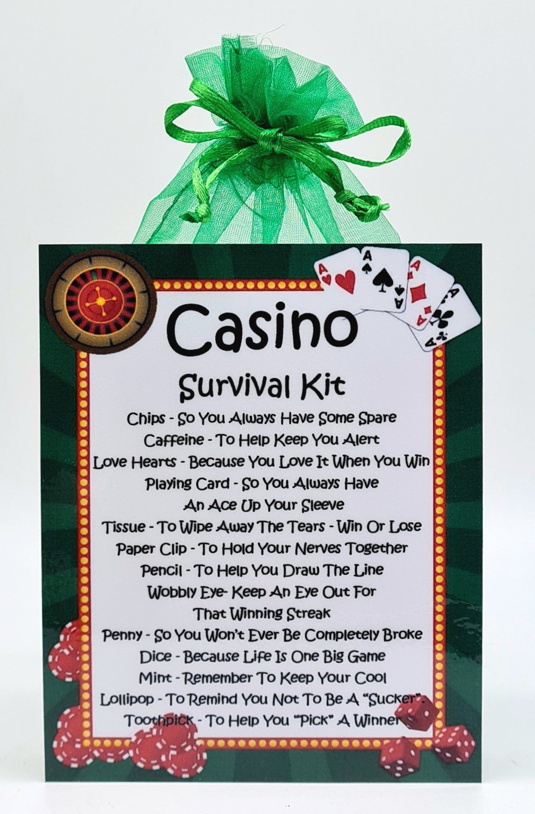 Casino Survival Kit Fun Novelty Gift & Card Alternative Birthday ...