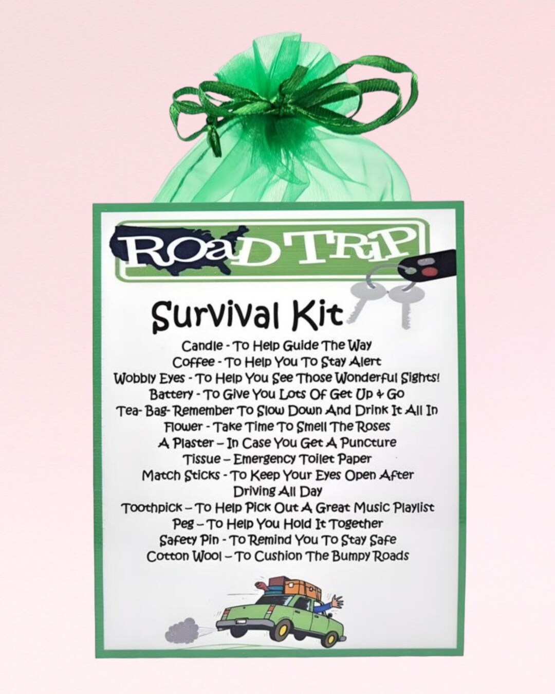 Road Trip Survival Kit ~ Fun Novelty Gift & Card Alternative | Birthday ...