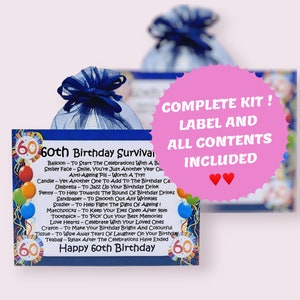 60th Birthday Survival Kit (blue) ~ Fun Novelty Gift & Greetings Card ...