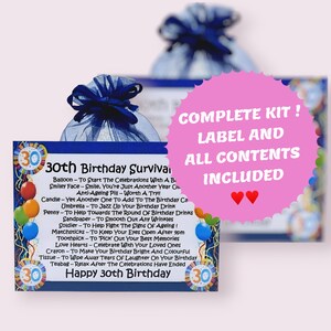 30th Birthday Survival Kit (blue) ~ Fun Novelty Gift & Greetings Card ...