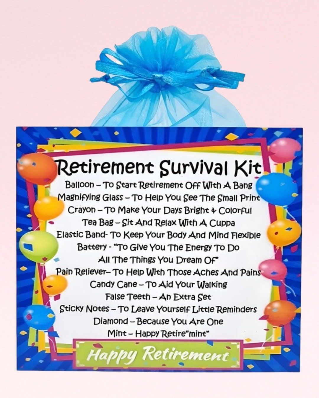 Retirement Survival Kit ~ Fun Novelty Gift | Good Luck | Goodbye Gift ...