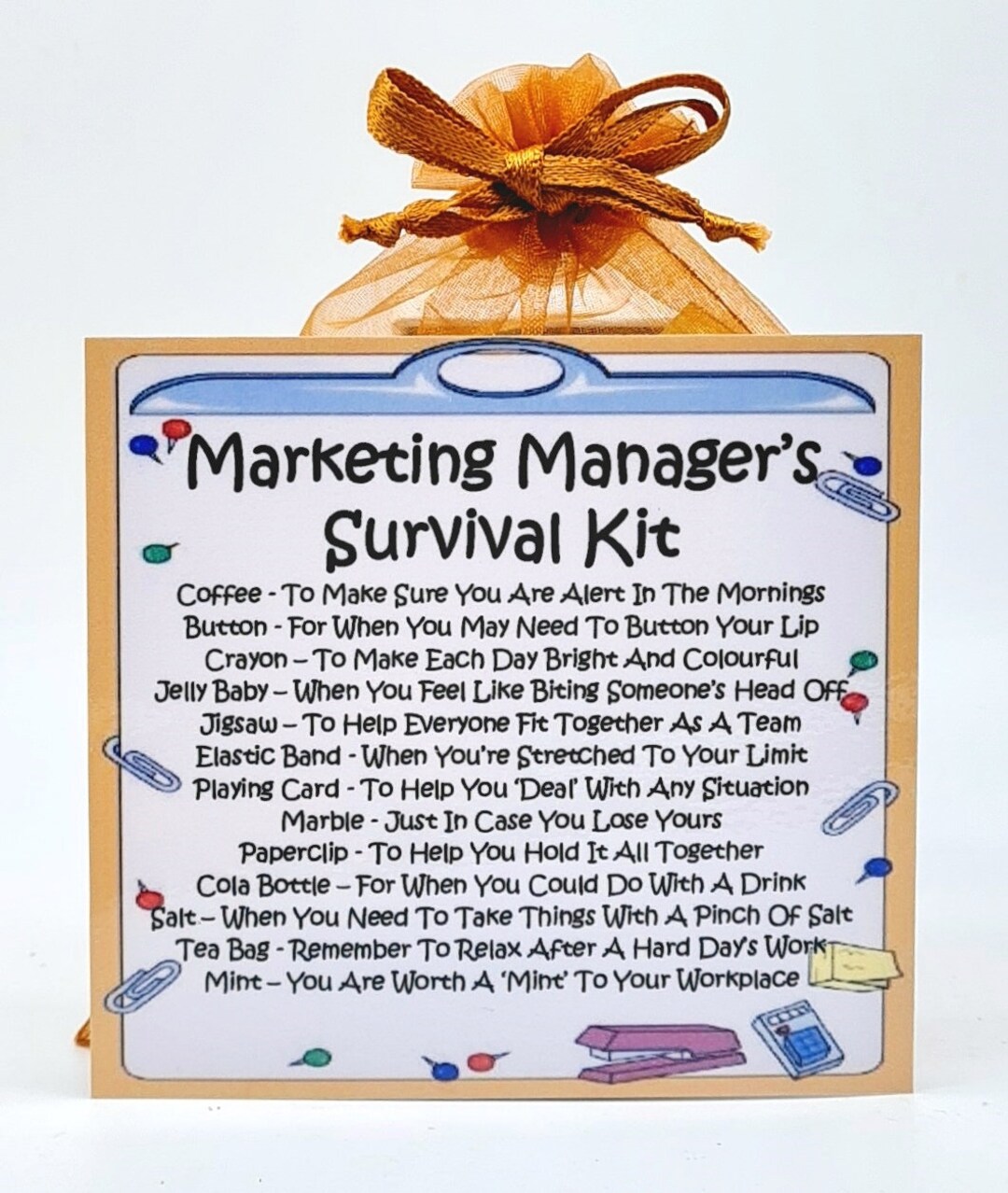 Marketing Manager's Survival Kit Fun Novelty Gift & Card - Etsy