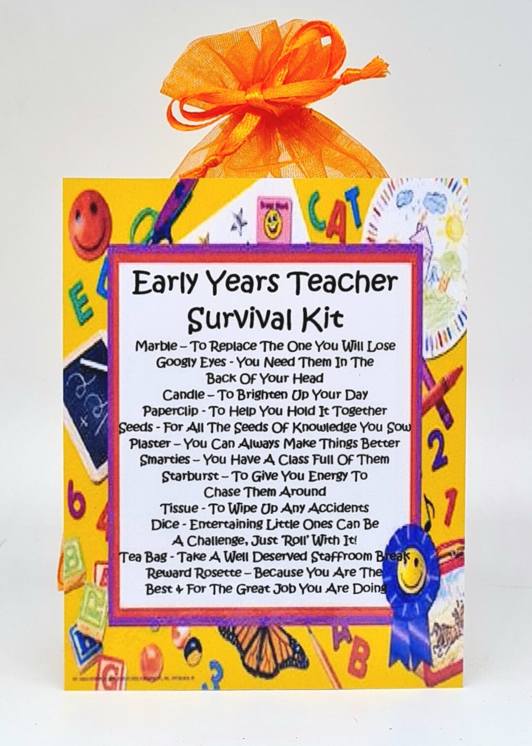 Early Years Teacher Survival Kit Fun Novelty Gift & Card Birthday ...