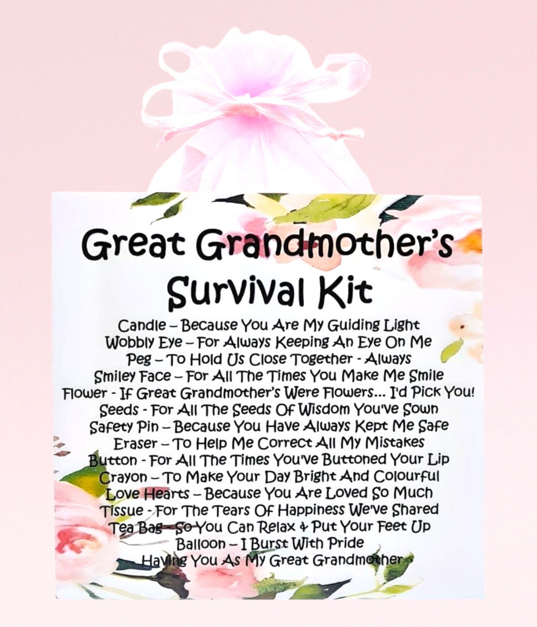 Great Grandmother's Survival Kit ~ Fun Novelty Gift & Card | Birthday ...