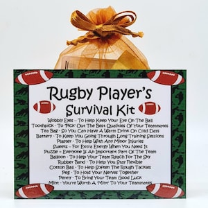 Rugby Player's Survival Kit ~ Fun Novelty Gift & Card | Birthday ...