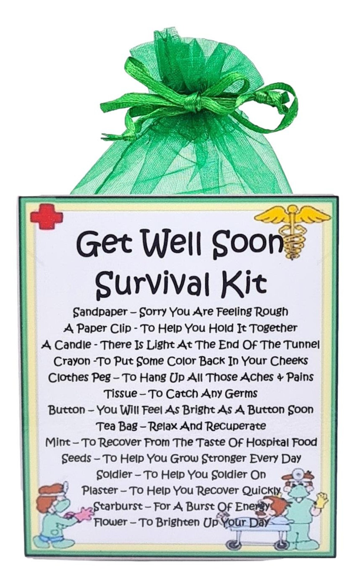 Get Well Soon Survival Kit Fun Novelty Gift & Card / - Etsy