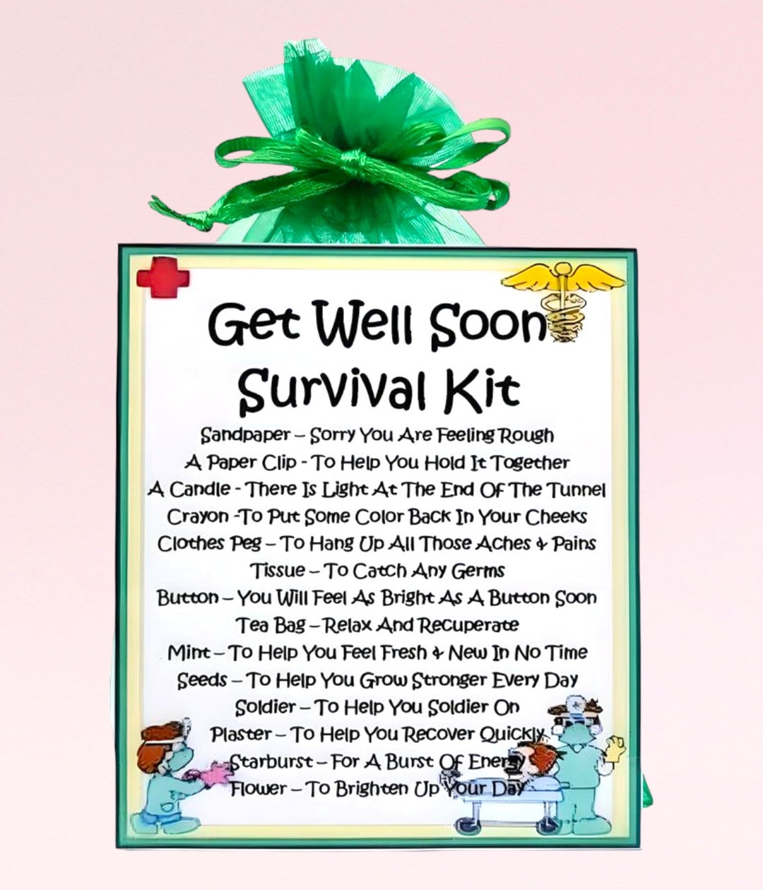 Get Well Soon Survival Kit ~ Fun Novelty Gift & Card | Keepsake | Good ...