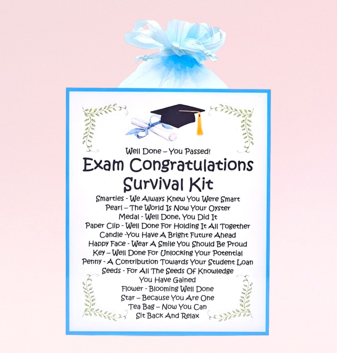 Exam Congratulation's Survival Kit ~ Fun Novelty Gift & Card | Good ...