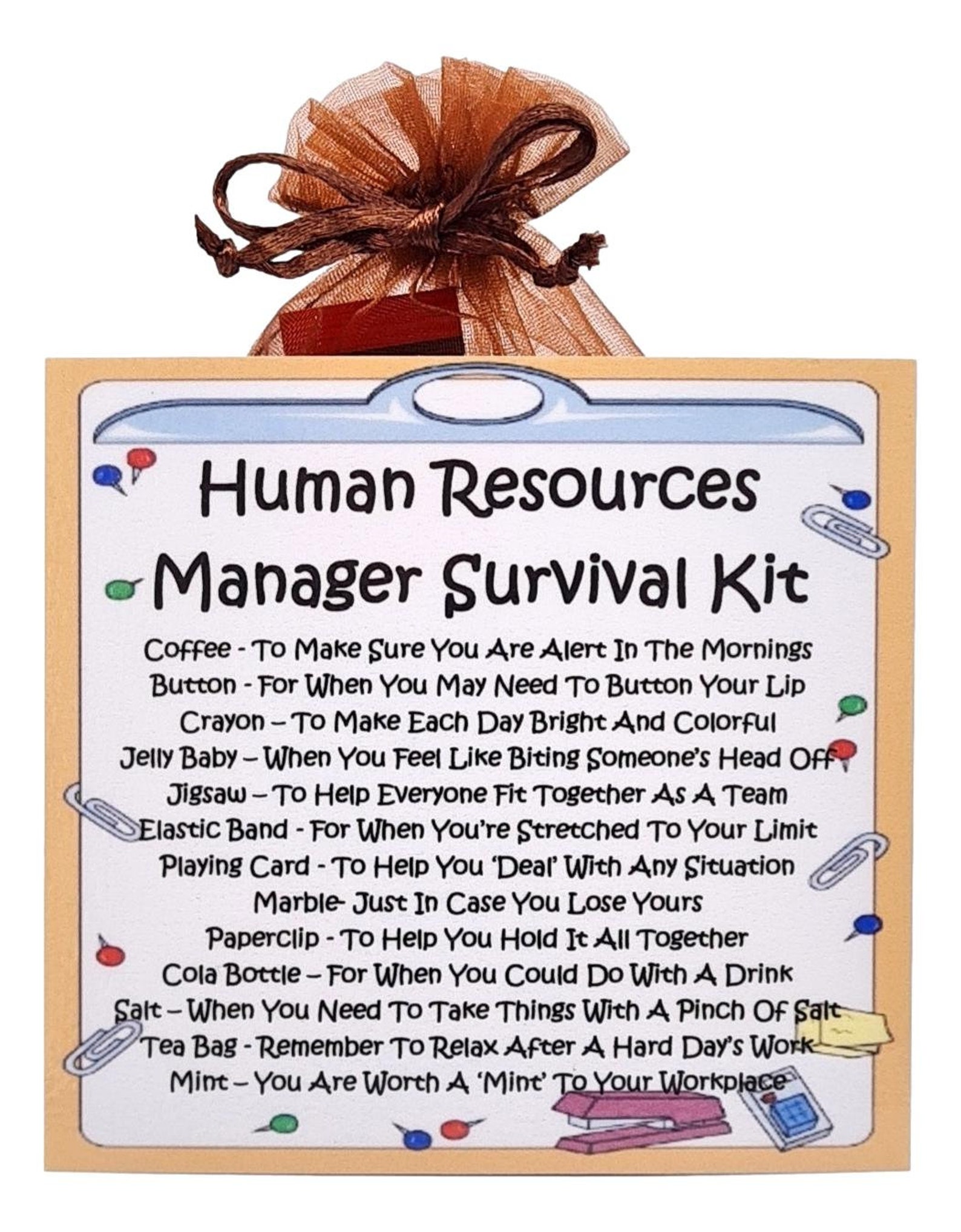 Human Resources Manager Survival Kit Fun Novelty Gift & Card - Etsy