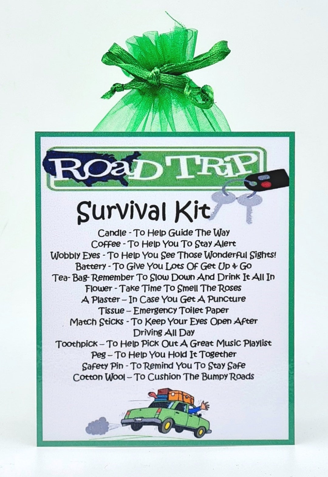 Road Trip Survival Kit Fun Novelty Gift & Card Birthday Present ...