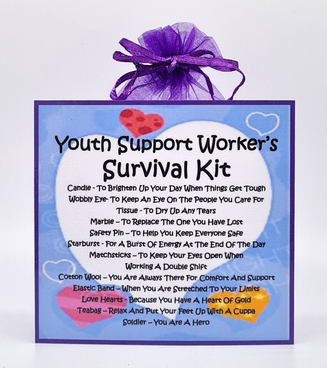 Youth Support Worker's Survival Kit Fun Novelty Gift & Card Alternative ...