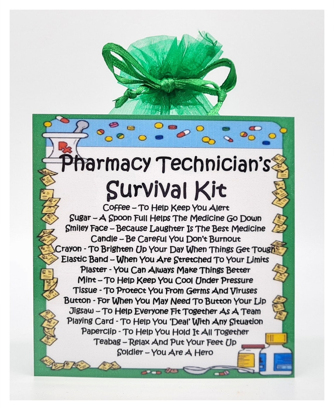 Pharmacy Technician's Survival Kit ~ Fun Novelty Gift & Card ...