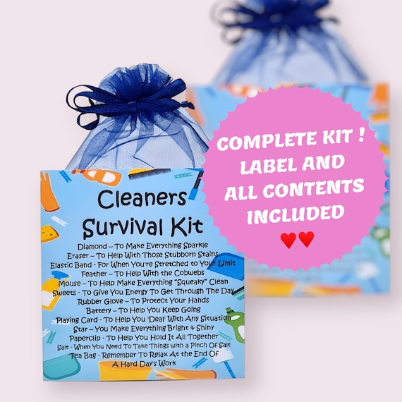 Cleaner s Survival Kit Fun Novelty Gift Card Birthday Present Greeting Cards Thank You personalised Gift for a Cleaner Etsy UK
